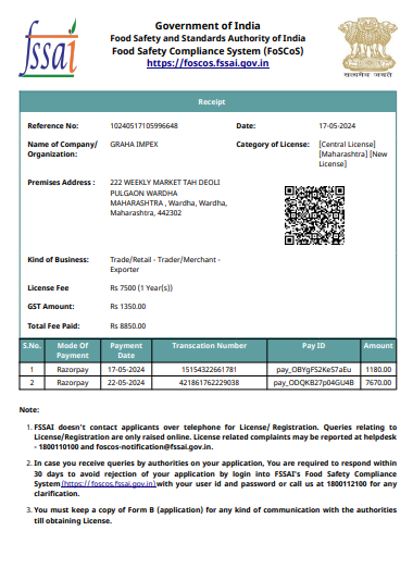 Certificates – Graha Impex